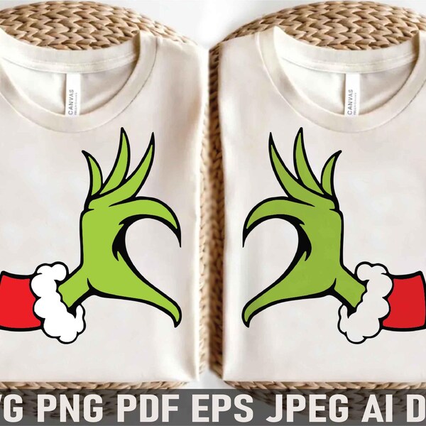Grinch Heart Clipart - Etsy