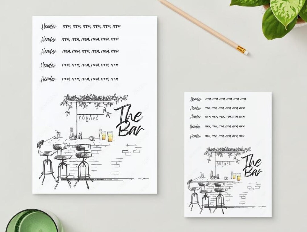 Bar Menu Template, Minimalist Bar Menu Template, Modern Editable Bar ...