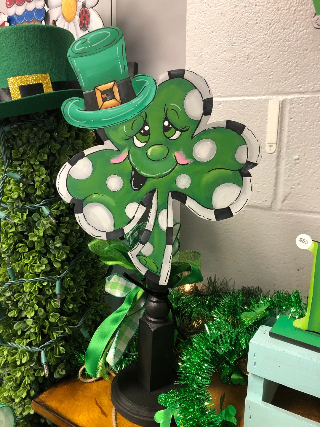 Shamrock With Hatst. Patricks Day Table Topper Decormantle - Etsy