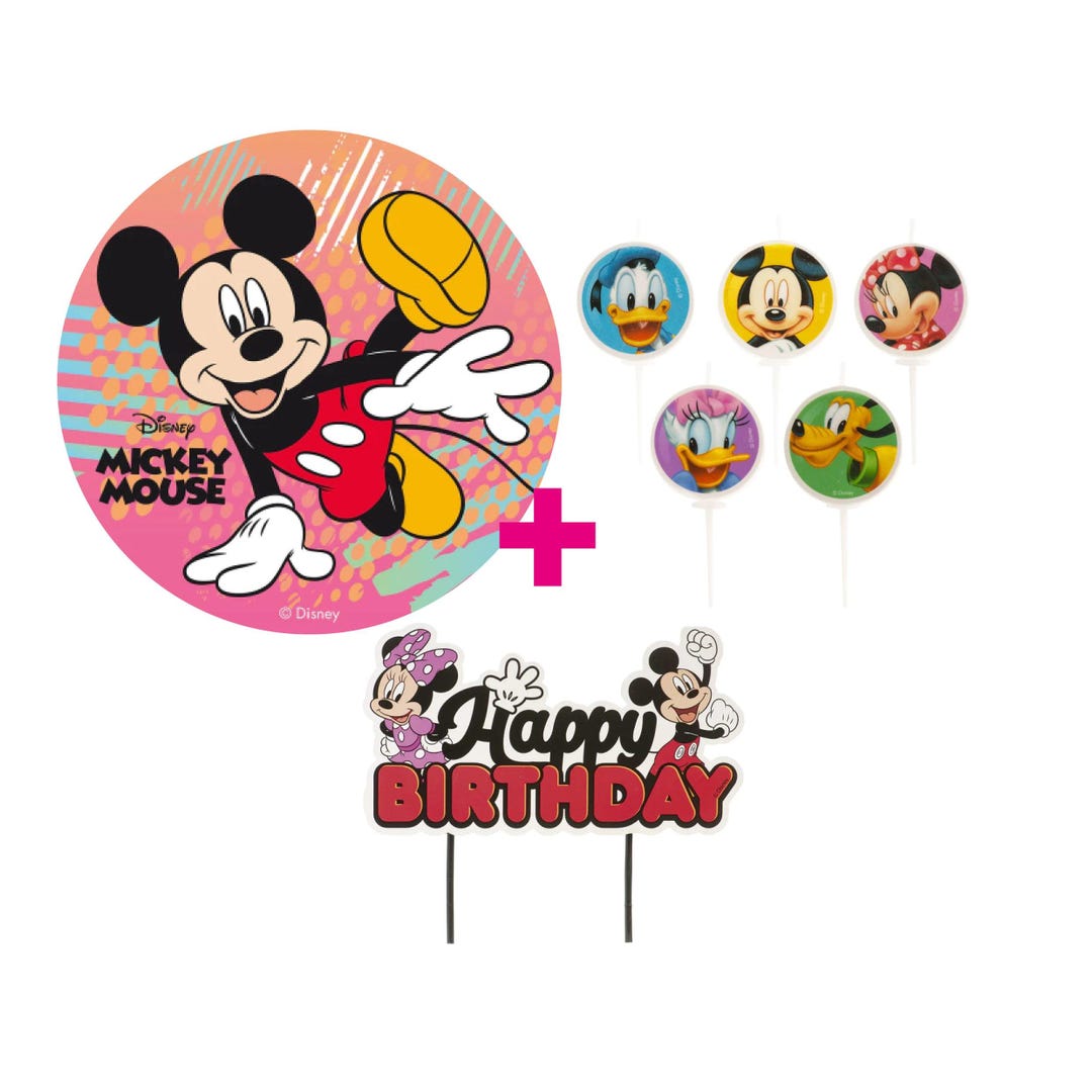 Mickey Mouse Cake Topper Set With Candles & Cake Topper - Etsy UK
