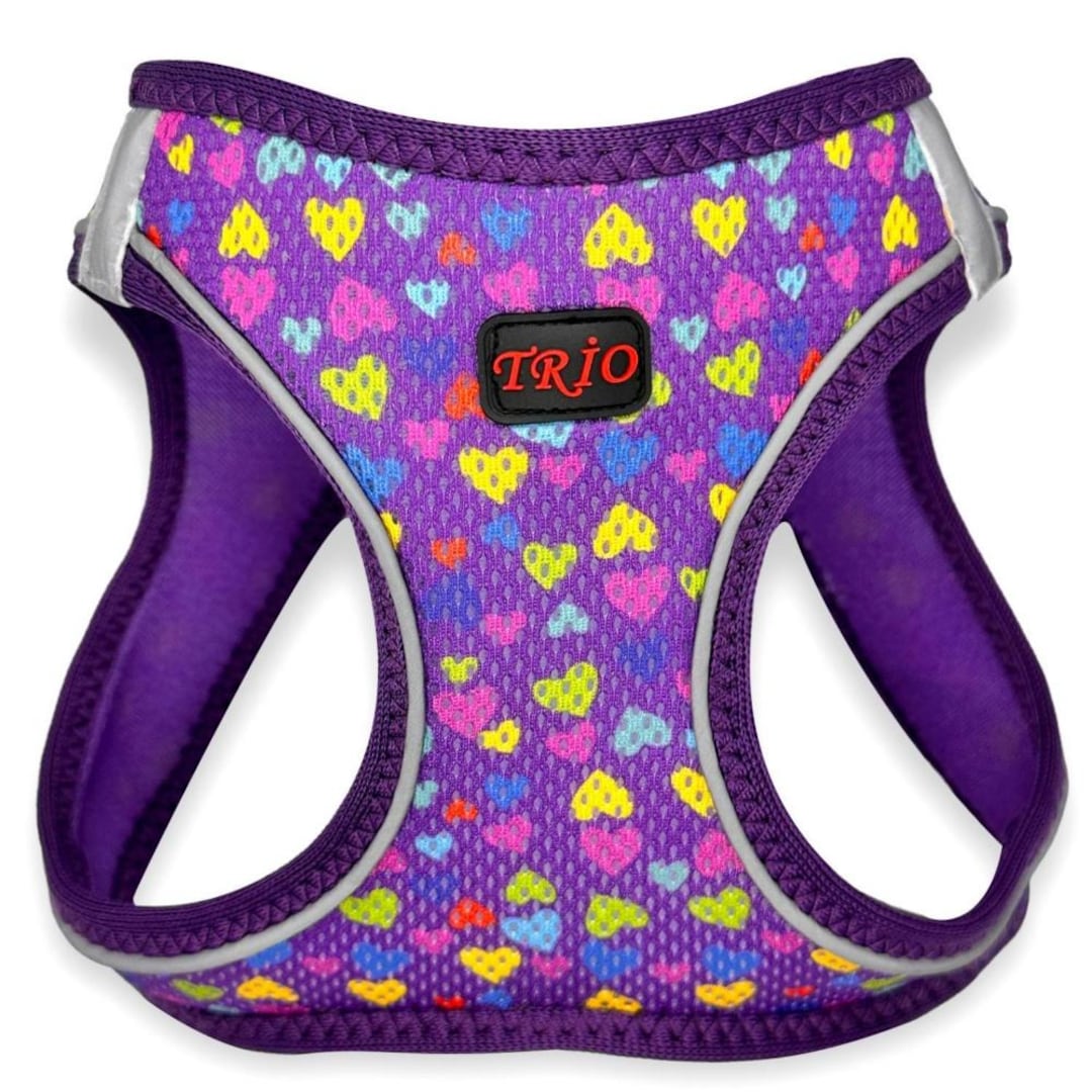 Purple Heart‑print Reflective Dog Harness – Adjustable Breathable Mesh ...