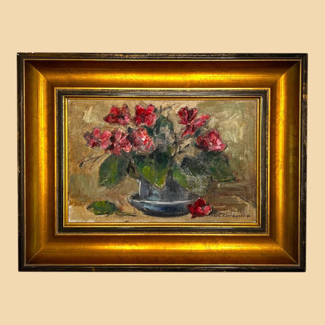 Cup With Flowers, Original German Still Life Oil on Canvas - Vintage - Etsy