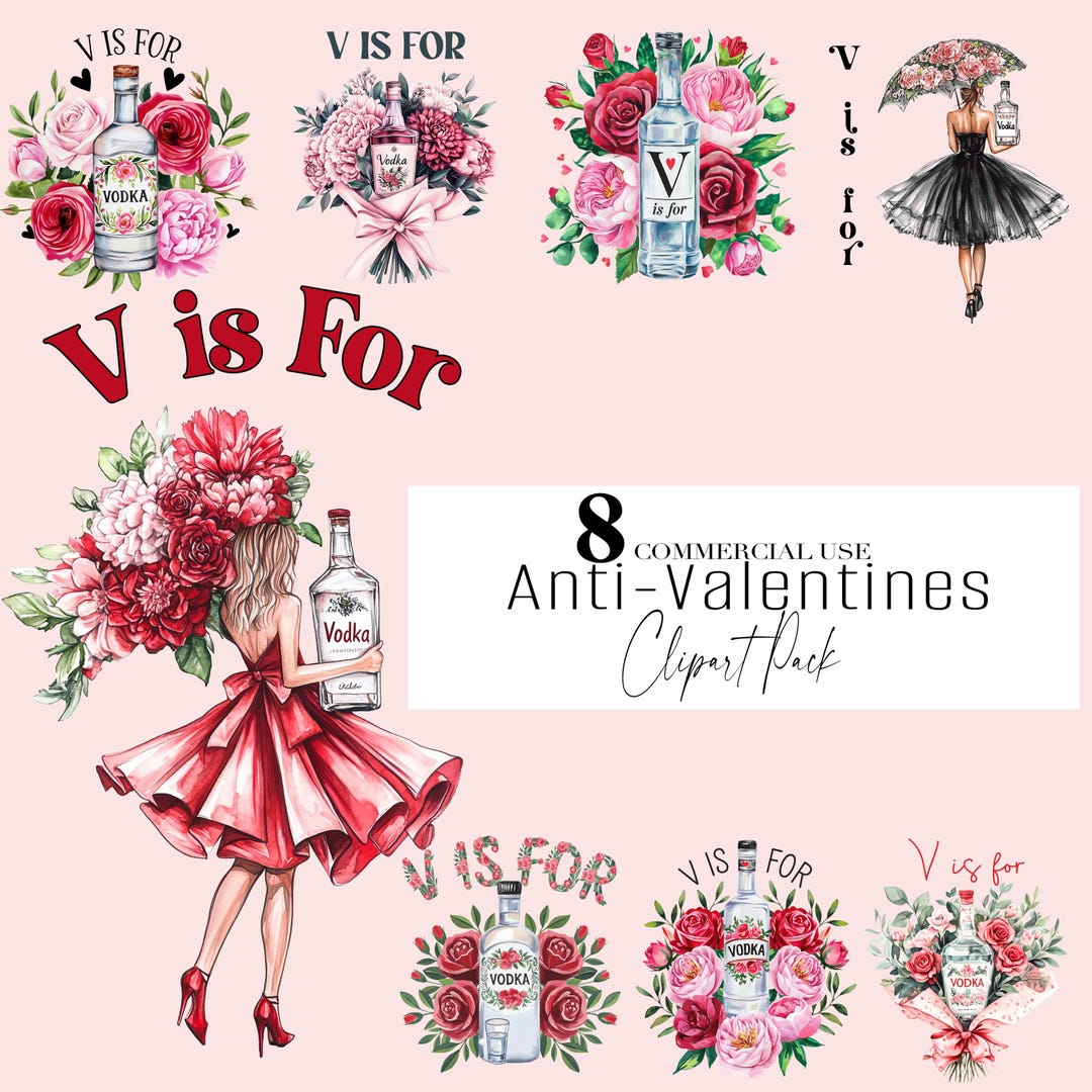 V is for Vodka Anti Valentine Png, Trendy Valentine Png, Funny Drinking ...