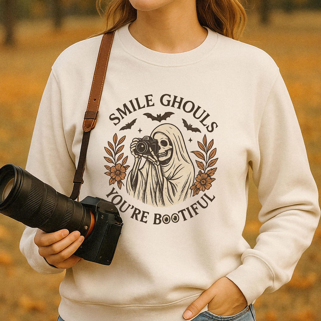 Smile Ghouls You're Bootiful PNG, Skeleton Photographer Halloween PNG ...