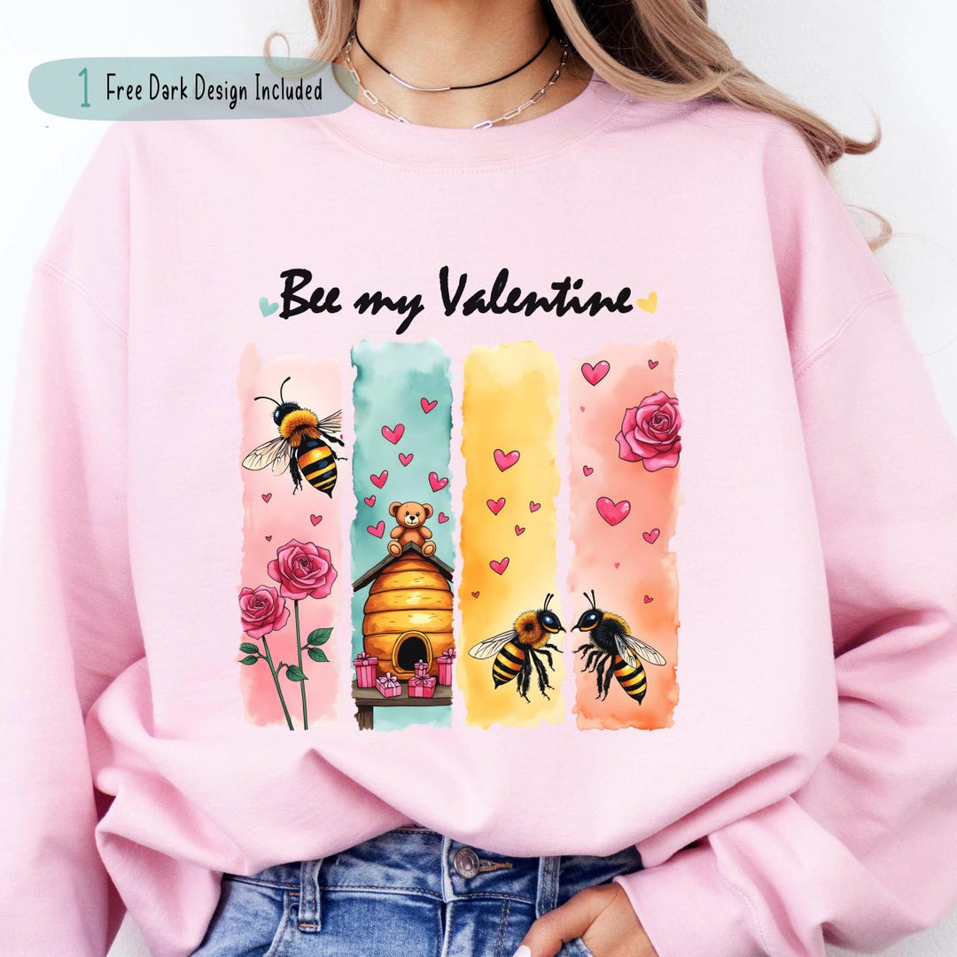 Bee My Valentine Bumblebee Hearts PNG, Trendy Valentine Png, Cute Vday ...