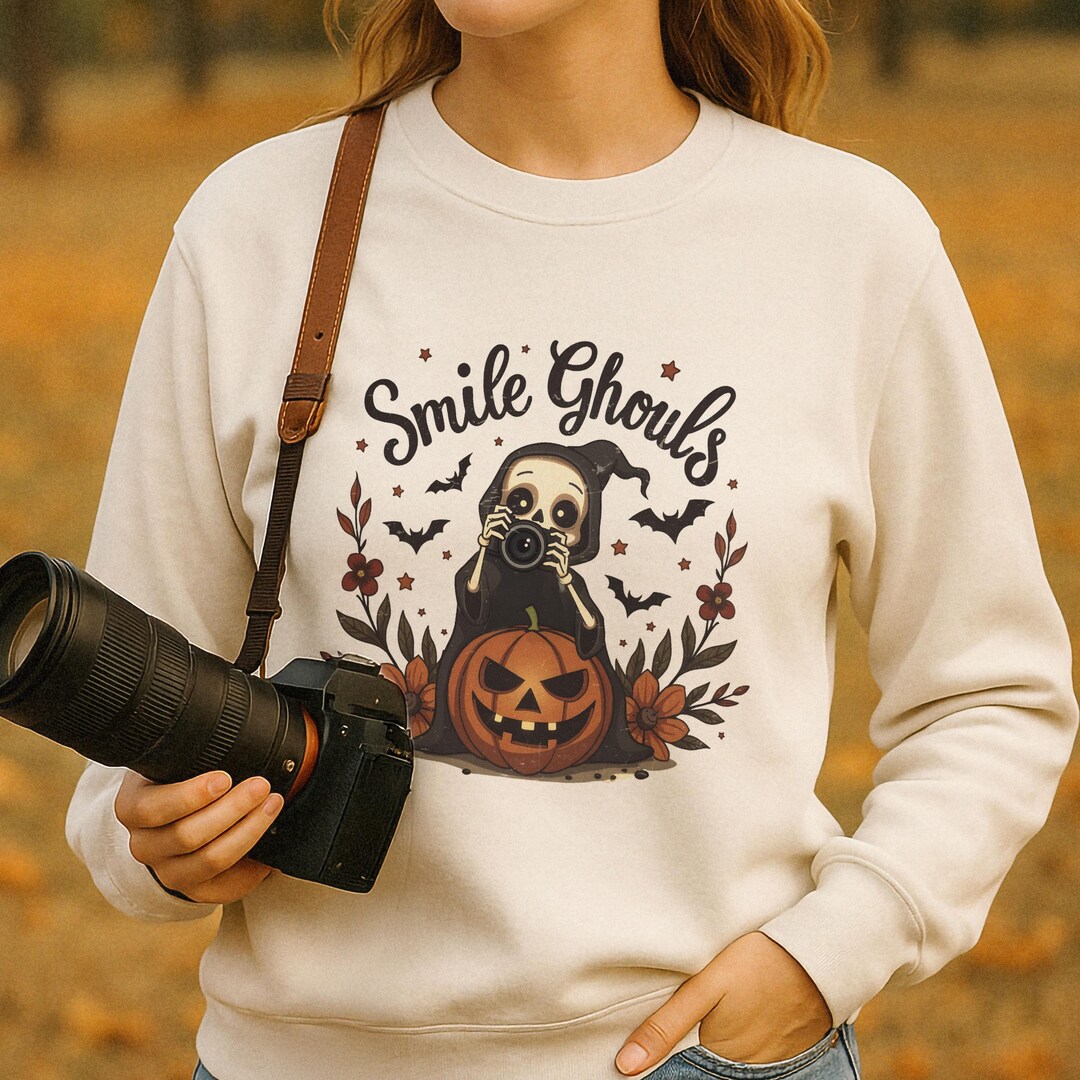 Smile Ghouls PNG, Photographer Halloween Grim Reaper PNG, Spooky Cute ...