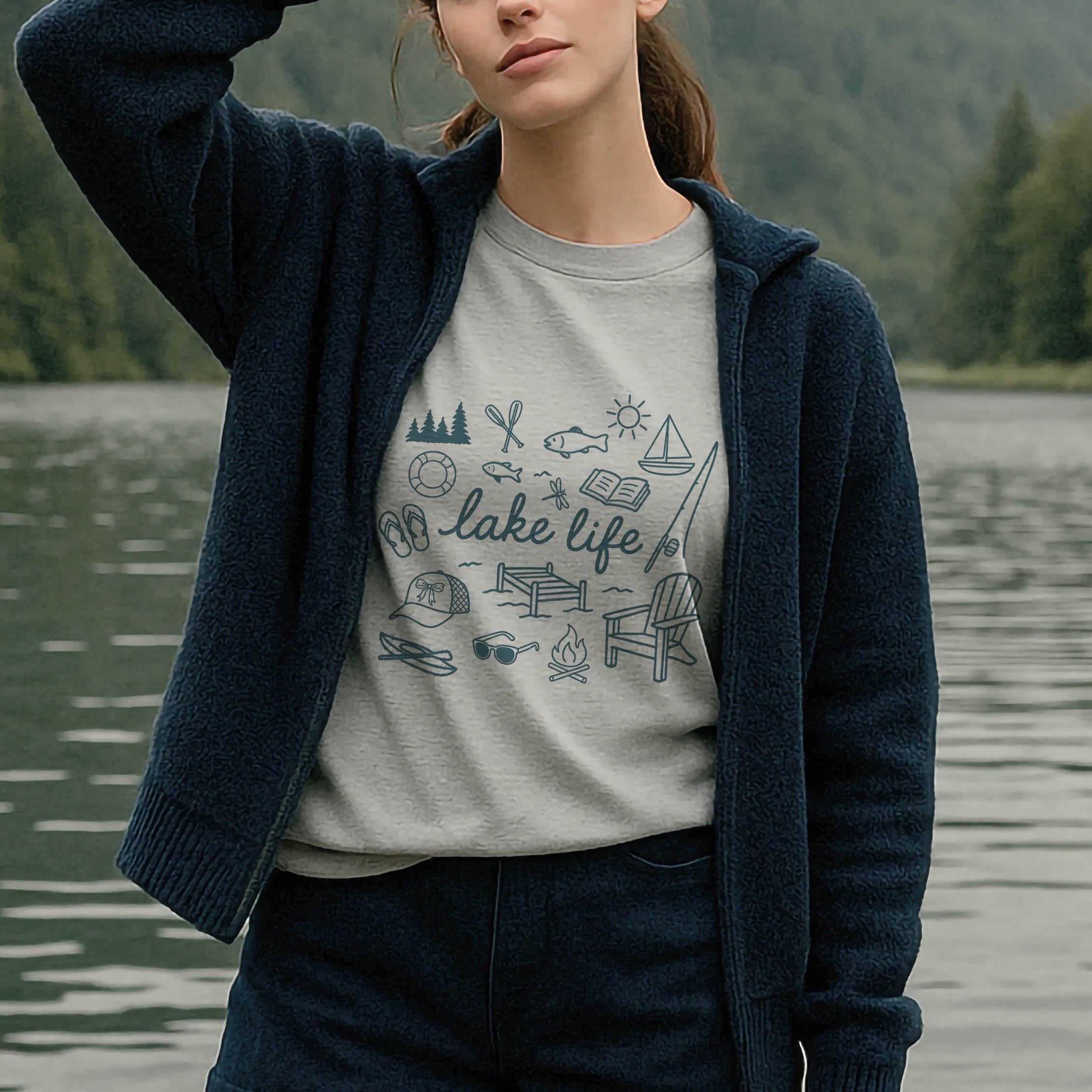 Summer Lake Life Doodle PNG, Spring Outdoors Sublimation File, Trendy ...