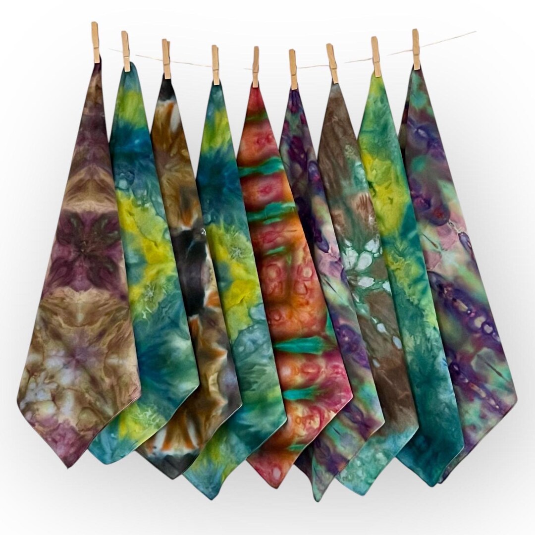 Ice Dyed Cotton Bandana: Multi-color Neck Scarf, Headband (20x20") - Etsy