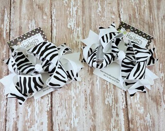 Zebra Print Hair Bow | Etsy