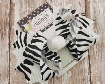 Zebra Print Hair Bow | Etsy