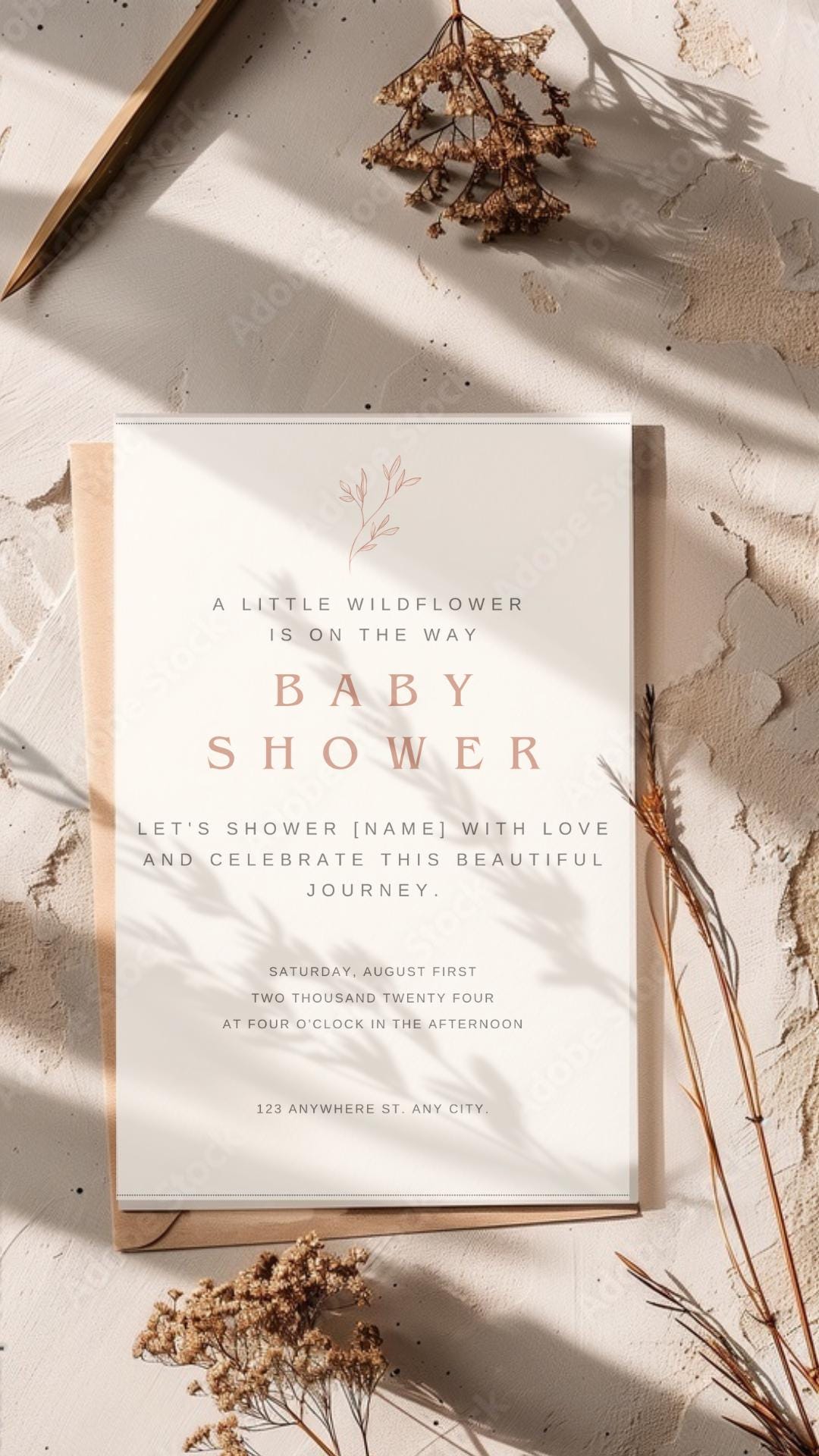 Editable Baby Shower Invitation Template | Floral Boho Theme | Instant ...