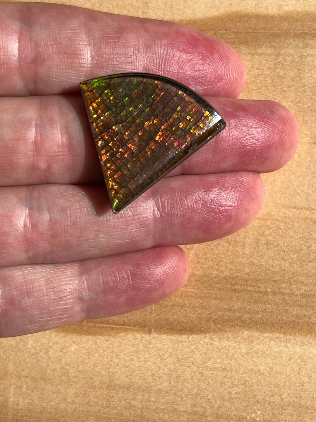 Ammolite Curved Top Triangle Cabochon Doublet - Beautiful Colors ...