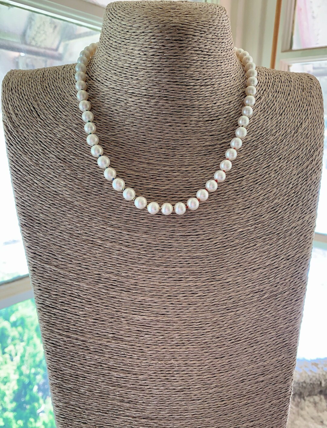 Nice White Pearls on Subtle Rainbow Cord Necklace - All Hand Knotted ...