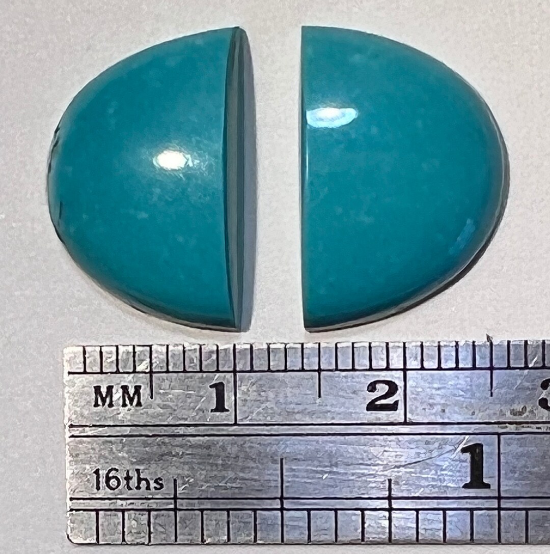 Turquoise Half-tongue Cabochon Pair Beautiful Tibetan Turquoise Pair ...