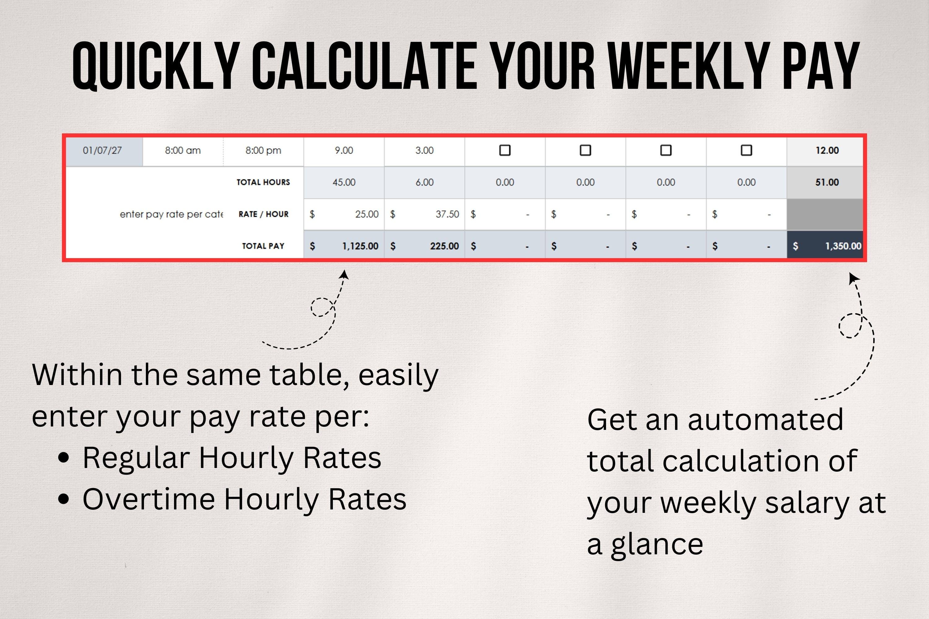 Weekly Timesheet Template | Time Tracker | Employee Timesheet | Project ...