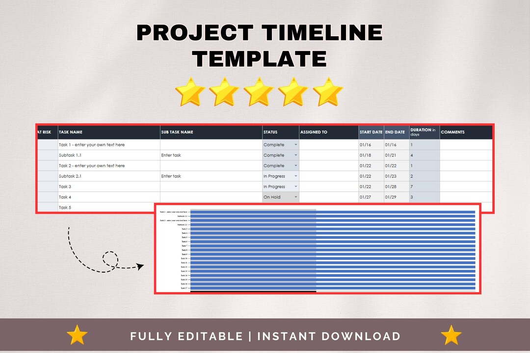 Timeline Template and Gantt Chart for Project Management | Project ...