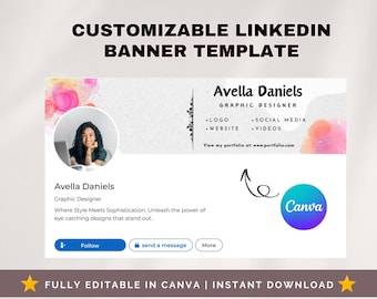 Linkedin Custom Banner Editable Template, Personalized Linkedin Premium ...