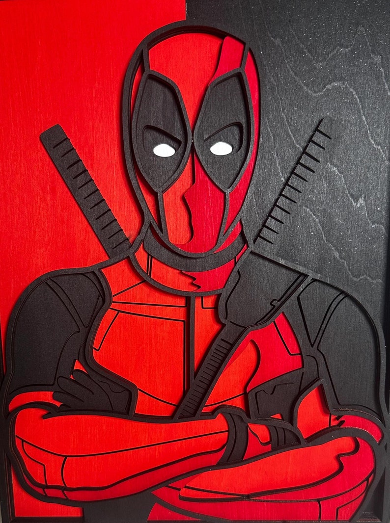Deadpool - 3D Layered Laser Wood Wall Art – Designs for Living Room ...