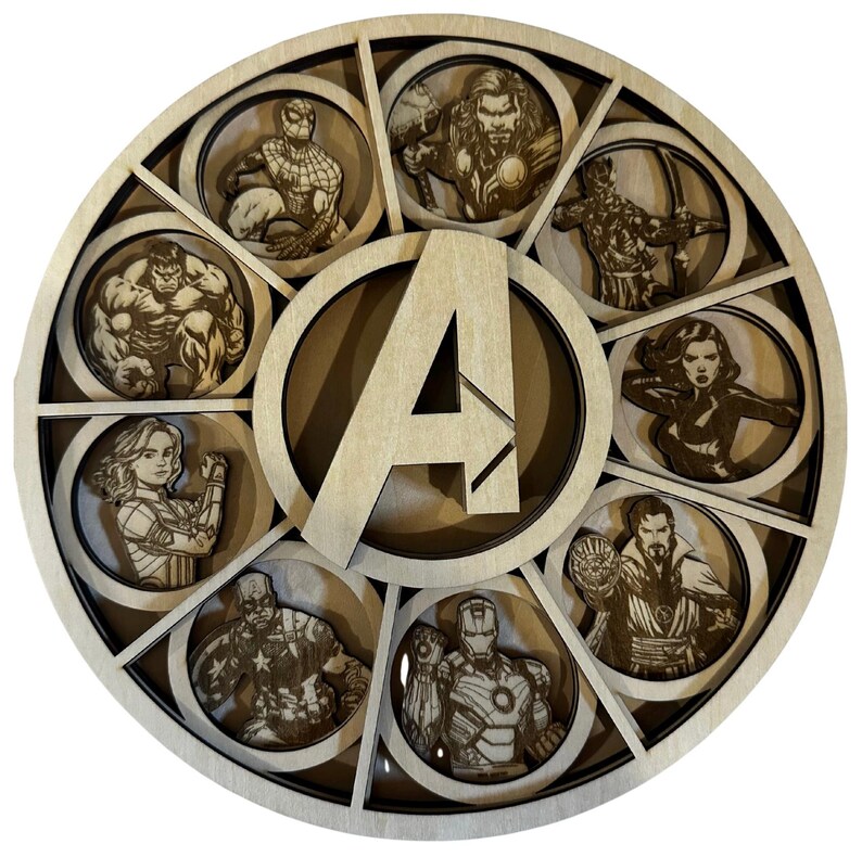 Avengers - 3D Layered Laser Wood Wall Art – Designs for Living Room ...