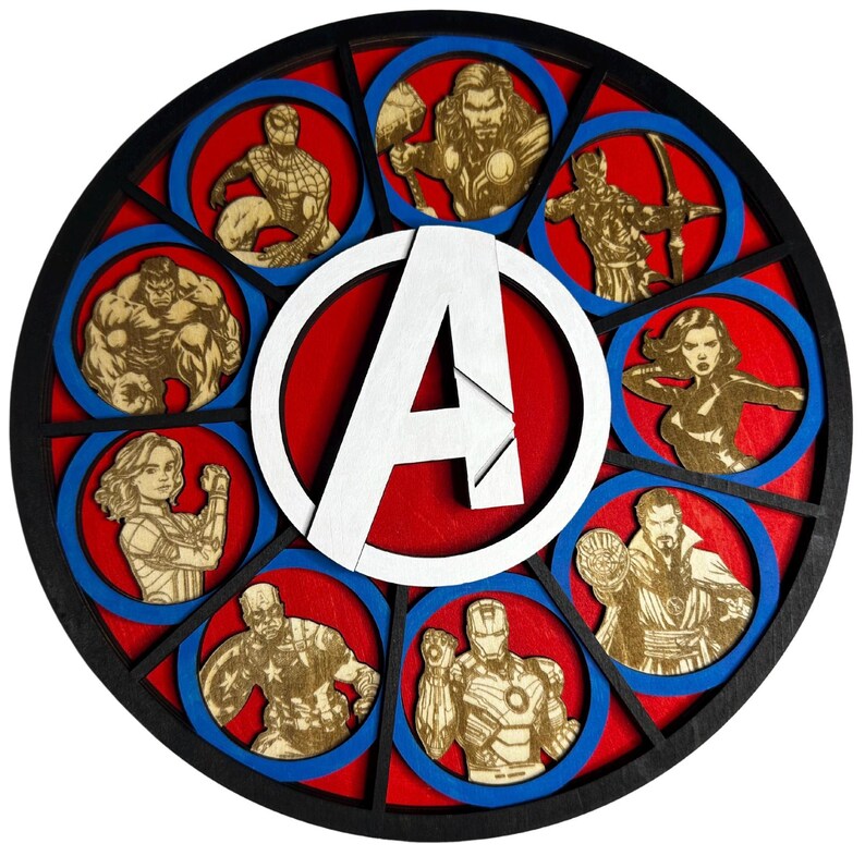 Avengers - 3D Layered Laser Wood Wall Art – Designs for Living Room ...