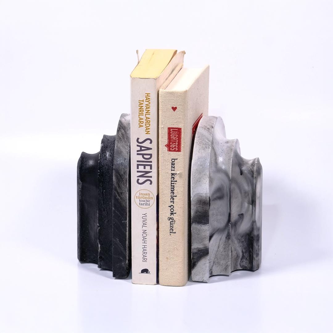 2-piece Concrete Book Holder, Modern Scandinavian Style Book Brackets ...