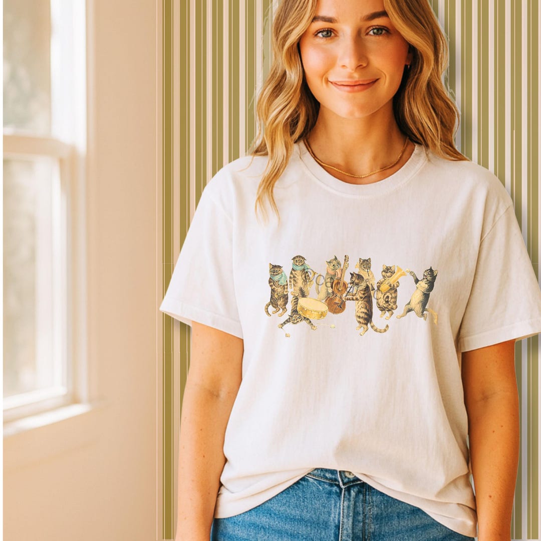 Women's Cat Tshirt Petite | Band of Cats | Cat Band T-shirt | Short Tee ...