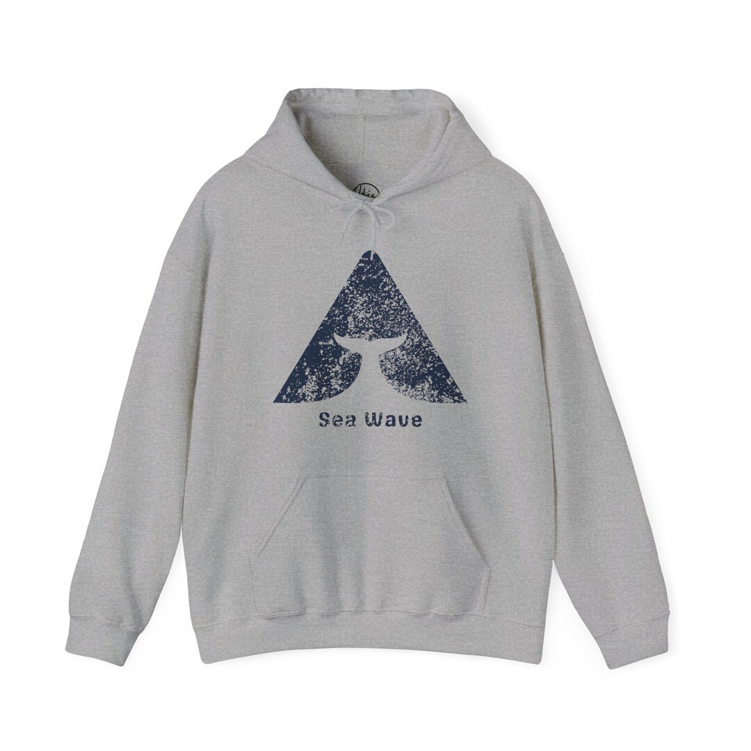 Whale Tail Hoodie, Ocean Wave Phrase Design Cotton Sweatshirt for Sea ...