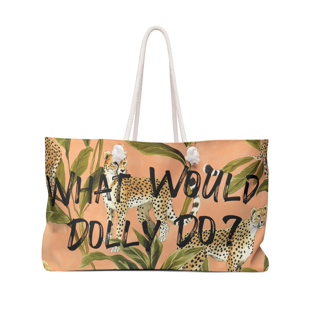 Dolly Parton Slogan Cheetah Print Weekender Bag, Personalized Safari ...