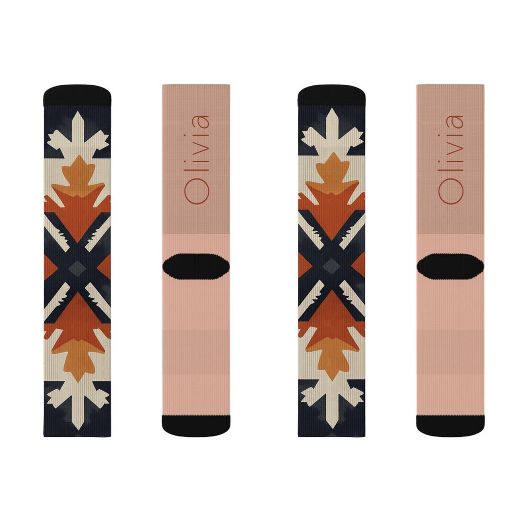 Boho Personalized Sublimation Socks With Aztec Print, Stylish Cozy ...