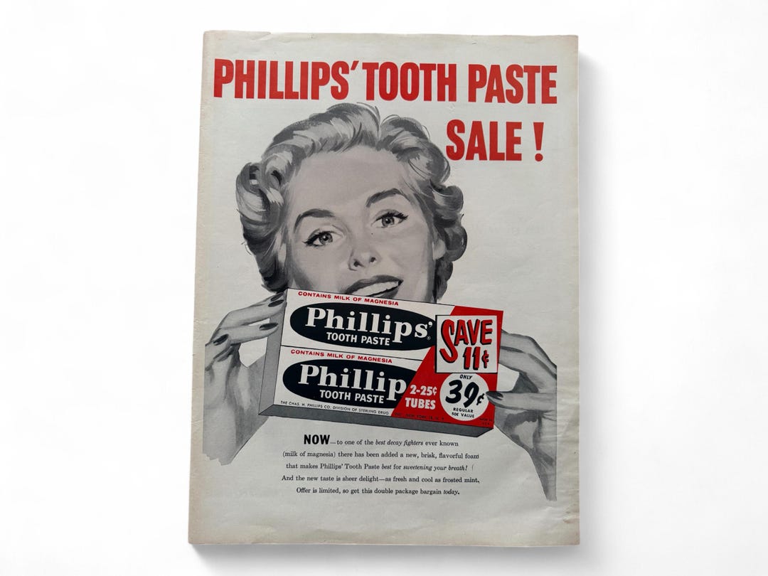 Original Print 1950s Magazine Advertisement for Phillips Toothpaste ...
