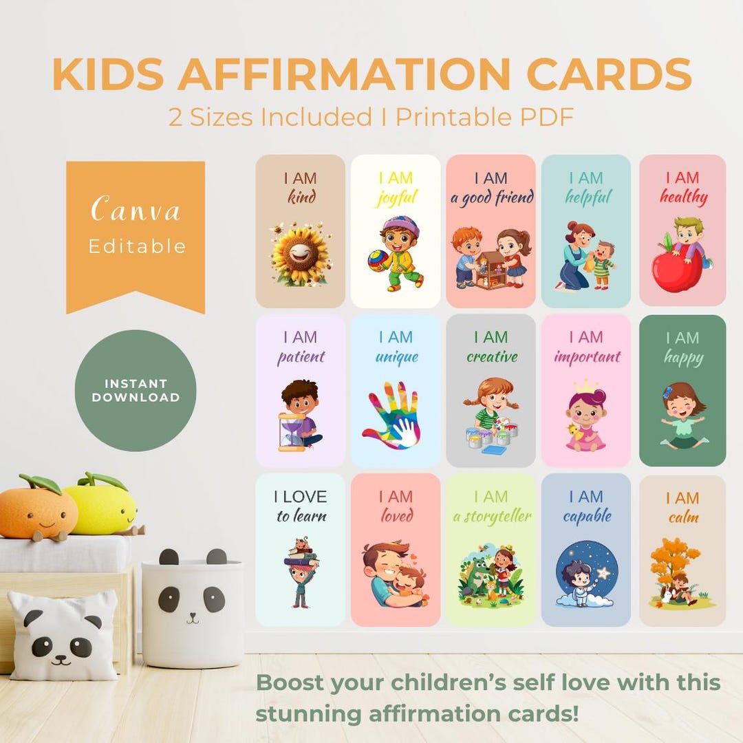 Positive Affirmation Cards for Kids Printable Manifestation Cards PDF ...