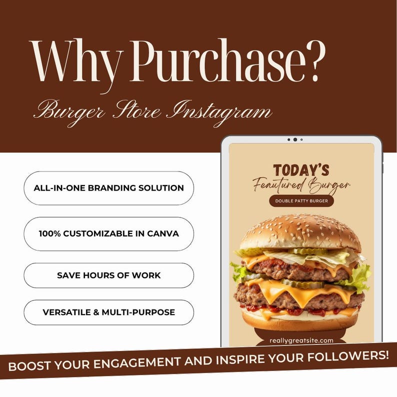 50 Instagram Templates for Burger Store, Food Instagram Posts, Burger ...