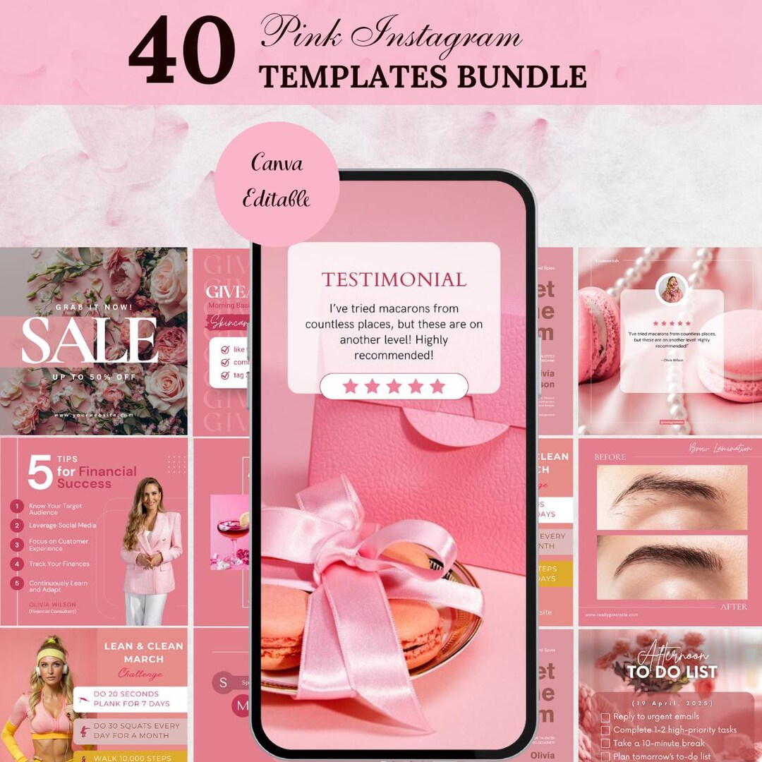 Pink Instagram Post and Stories Canva Templates Pink Instagram Theme ...