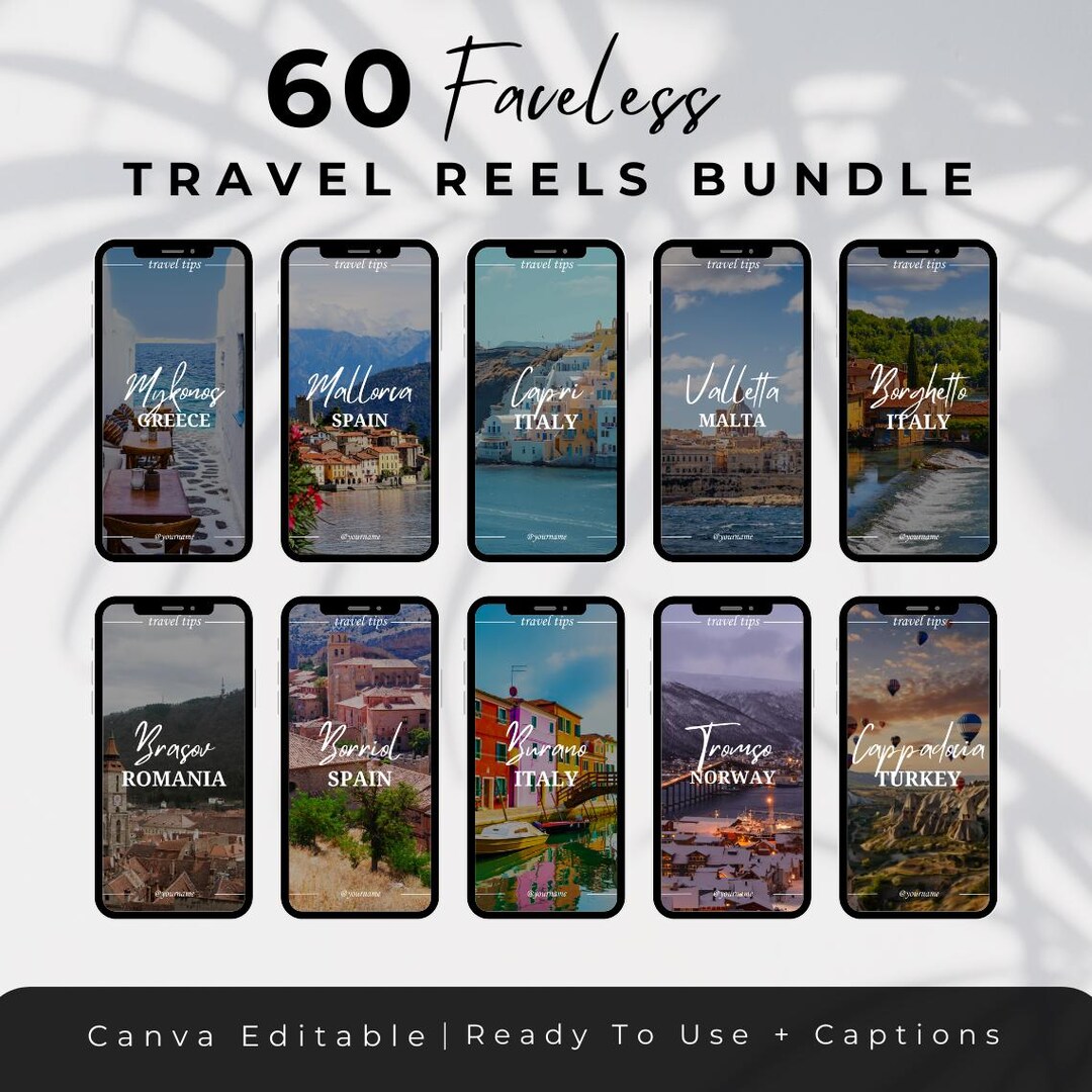 Travel Reels Bundle Faceless Reels Canva Templates Instagram Travel ...