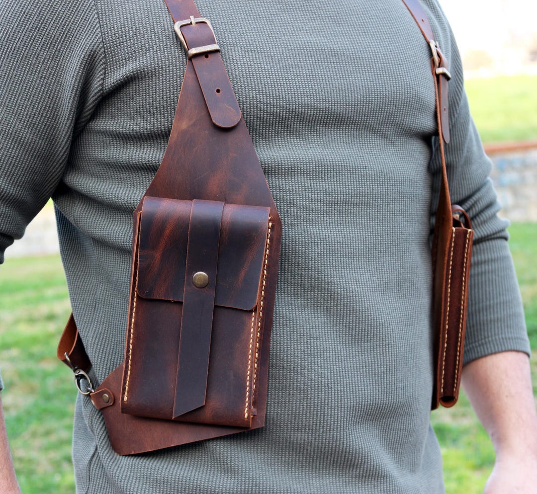 Giyilebilir Omuz çantası, Iki Cepli Deri çanta, Holster, Leather ...