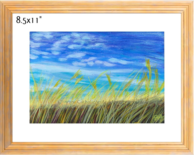 Prairie Grasses Fine Art Print Landscape Painting Blue Skies Wedding ...