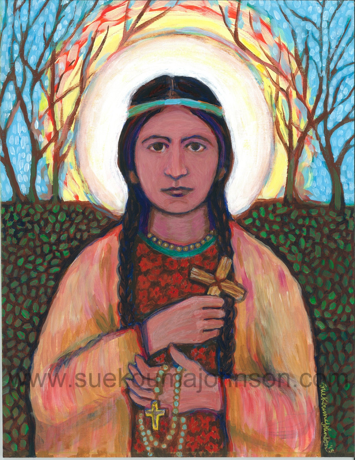Wall Art 6x6 in Kateri Tekakwitha Art Print Catholic Saint Illustration ...