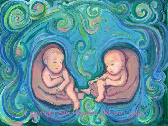 Twin Newborn Baby Pencil Drawings