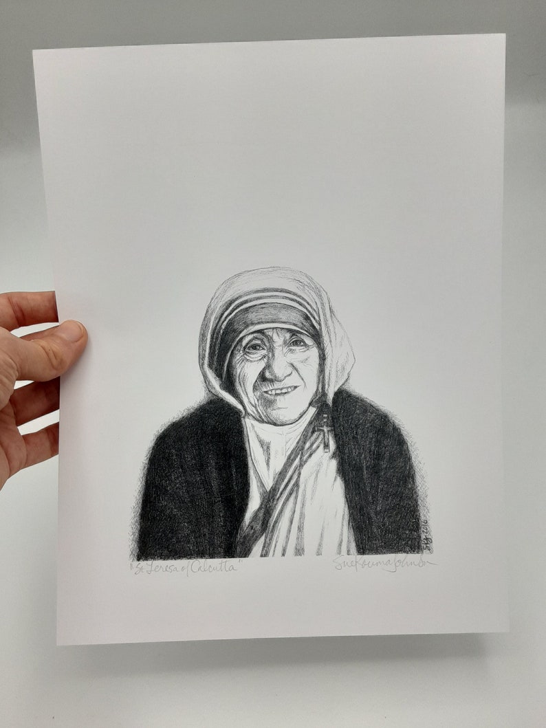 Saint Mother Teresa of Calcutta Drawing – Catholic Art Print – Archival ...