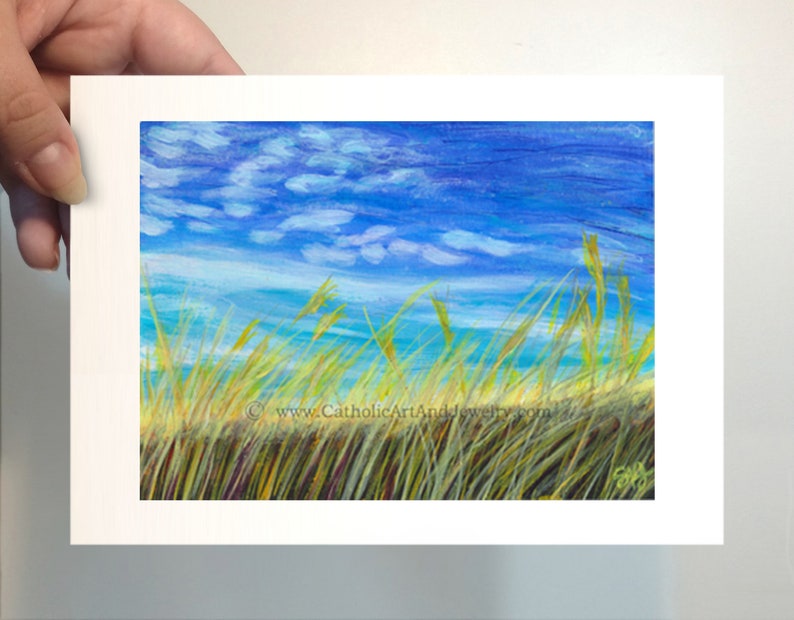 Prairie Grasses Fine Art Print Landscape Painting Blue Skies Wedding ...
