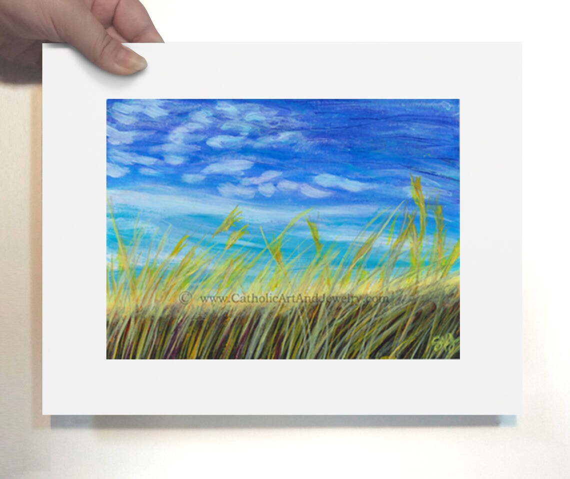 Prairie Grasses Fine Art Print Landscape Painting Blue Skies Wedding ...