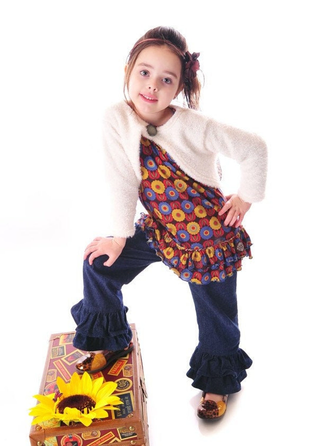 Denim Double Ruffle Pants or Capri Custom From 1 to 6 Years KC and ME ...