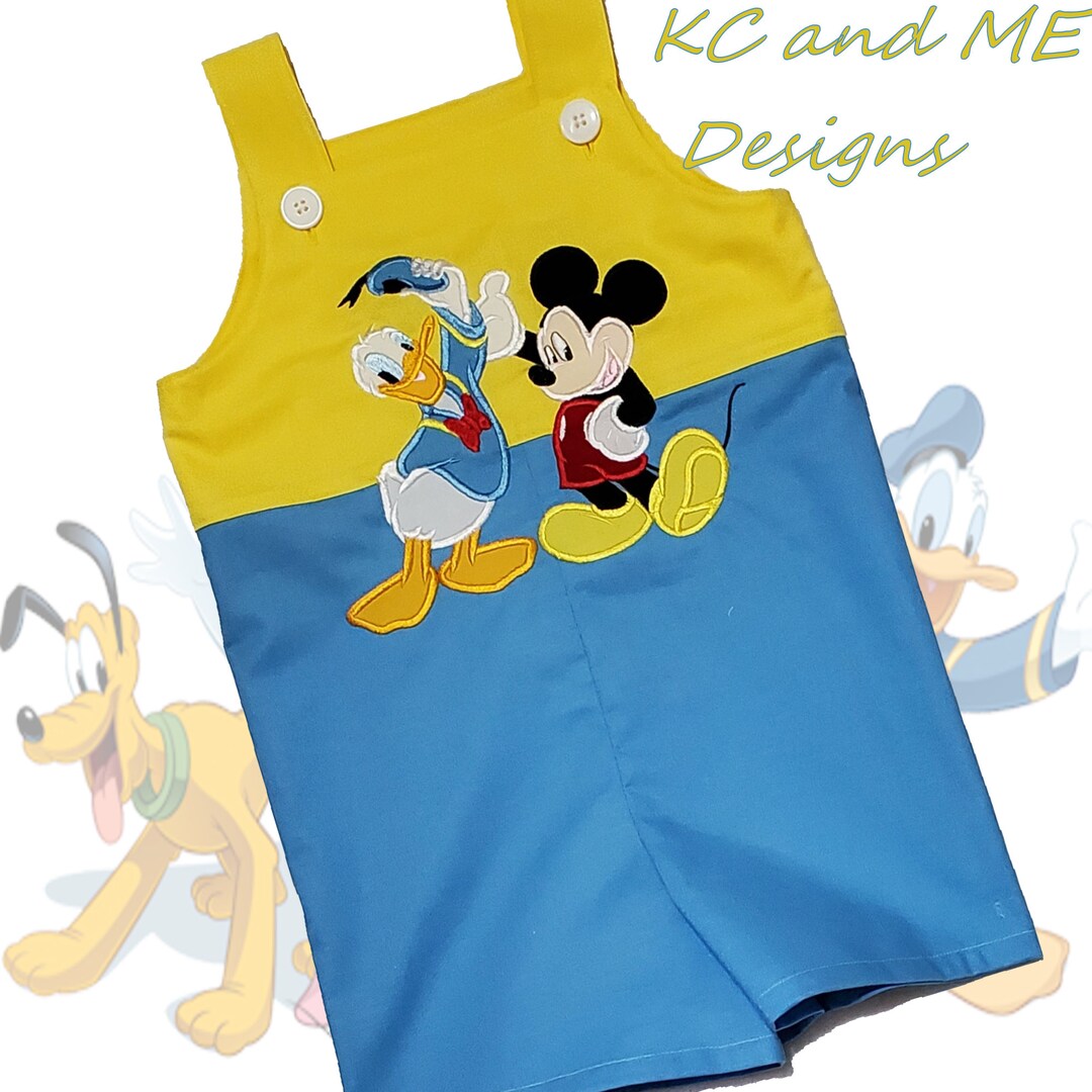 Donald Duck Mickey Mouse Appliqued Romper, Boy, Toddler, Baby, Jon Jon ...