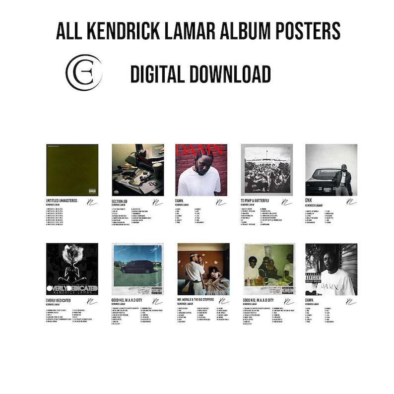 Kendrick Lamar Album Cover Poster, Set Rap Classic Poster, HipHop ...