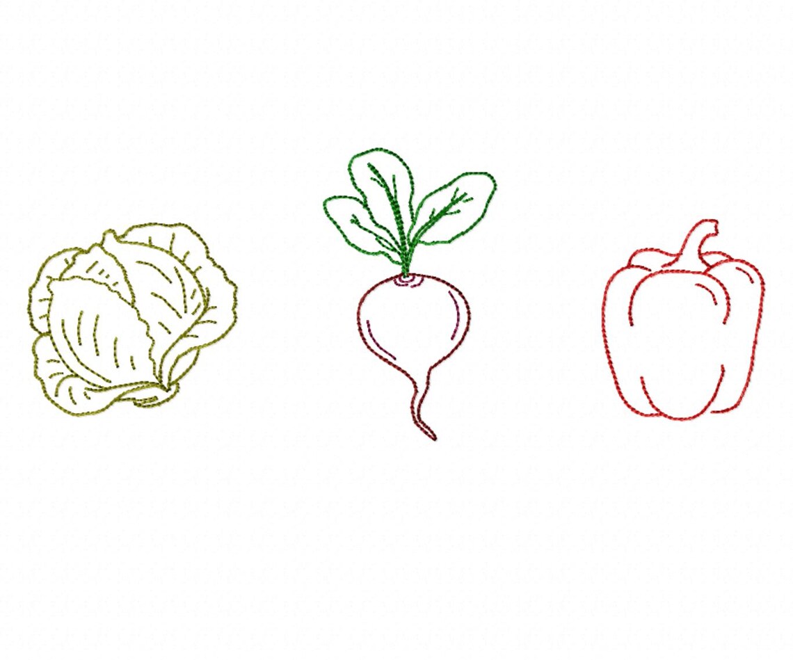 Bundle Embriodery of Kitchen Theme, Cabbage Beetroot Pepper Machine ...
