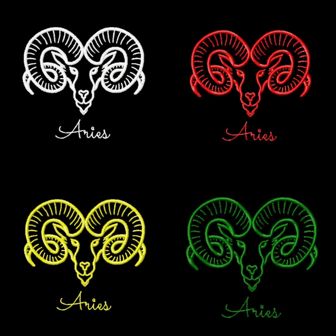 Aries Embroidery Design, Zodiac Aries Machine Embroidery File, Aries ...