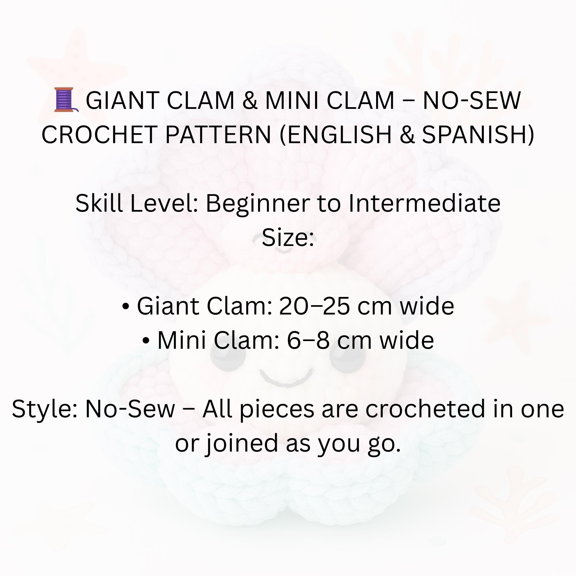 Giant Clam & Mini Clam Crochet Pattern PDF – Amigurumi Sea Creature, No ...