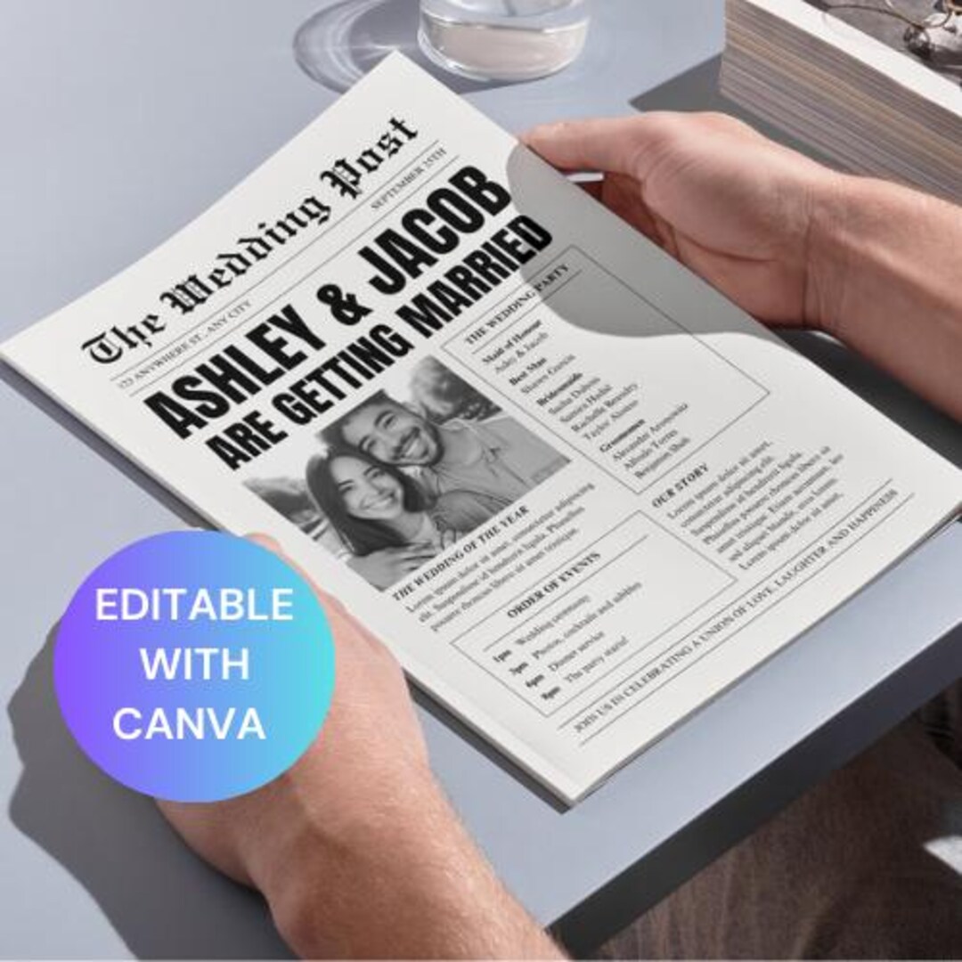 Wedding Newspaper Template With Photo, Wedding Newspaper Template ...