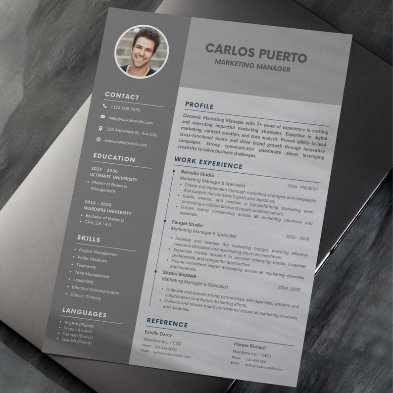 Professional Resume Template With Photo, Cv Template Resume Google Docs ...