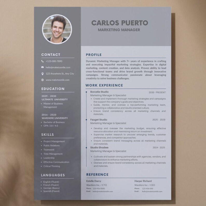 Professional Resume Template With Photo, Cv Template Resume Google Docs ...
